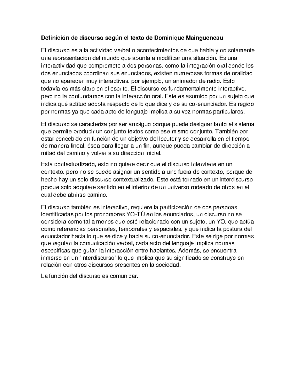 Trabajo pactico - Definición de discurso y discurso social - Definición ...