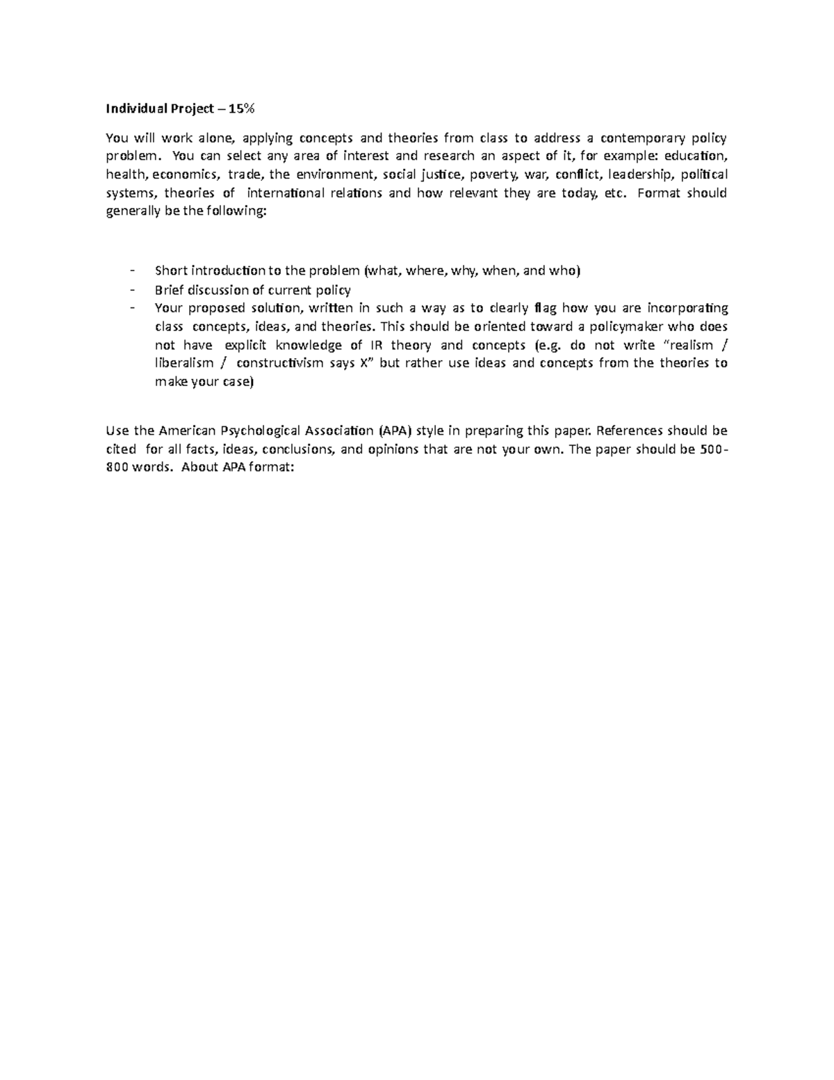 Sample Individual Project Geopolitics for a good grade - Individual ...