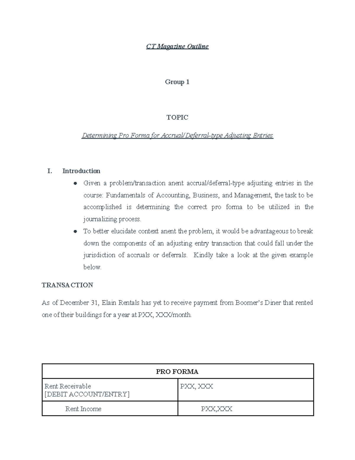 CT Magazine Outline - CT Magazine Outline Group 1 TOPIC Determining Pro ...