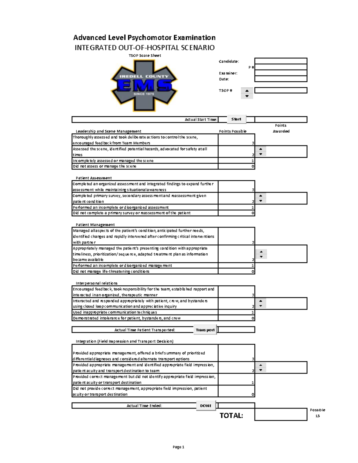 Icems BLS TSOP Scenario Grade Sheet 2021 Final - Advanced Level ...