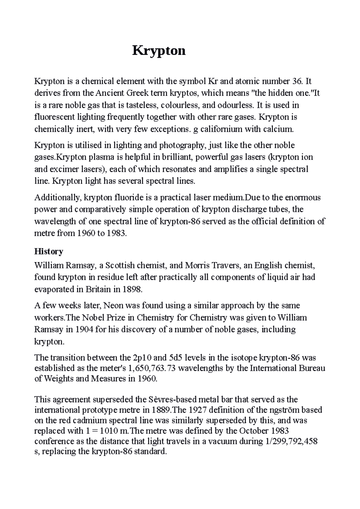 Krypton - Ifah - Krypton Krypton is a chemical element with the symbol ...