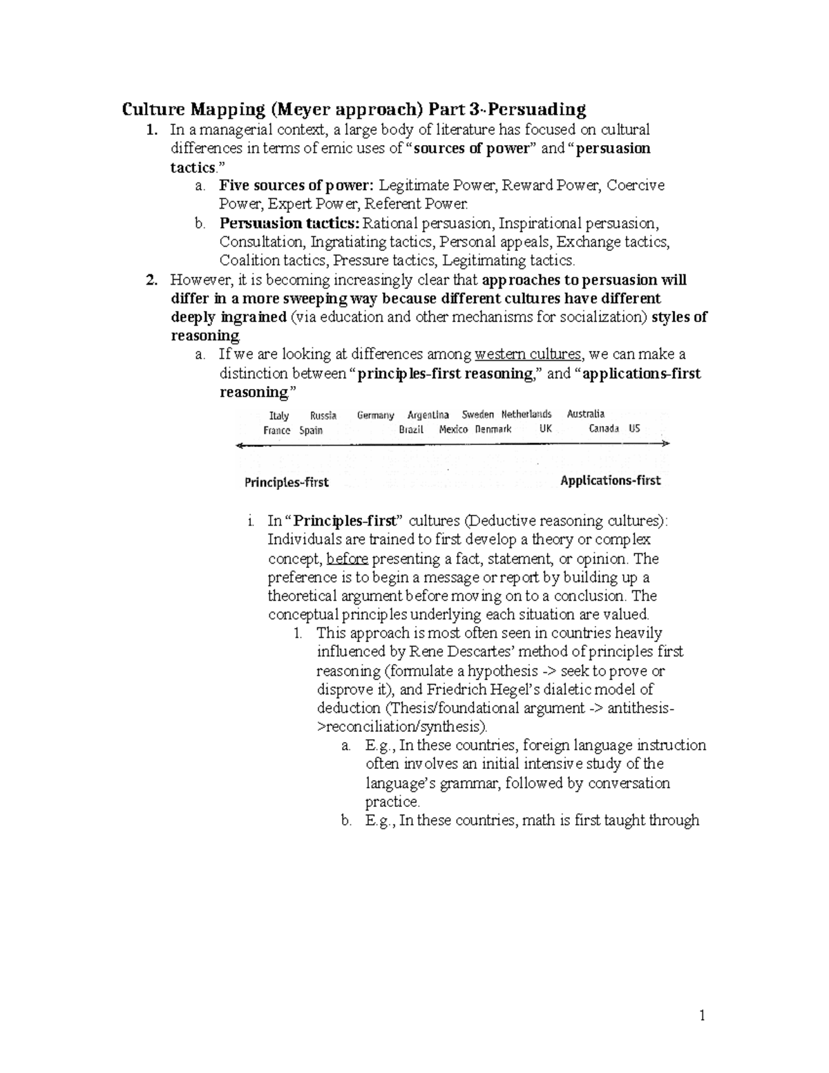 Mapping pt3-Persuading-Notes - 1 Culture Mapping (Meyer approach) Part ...
