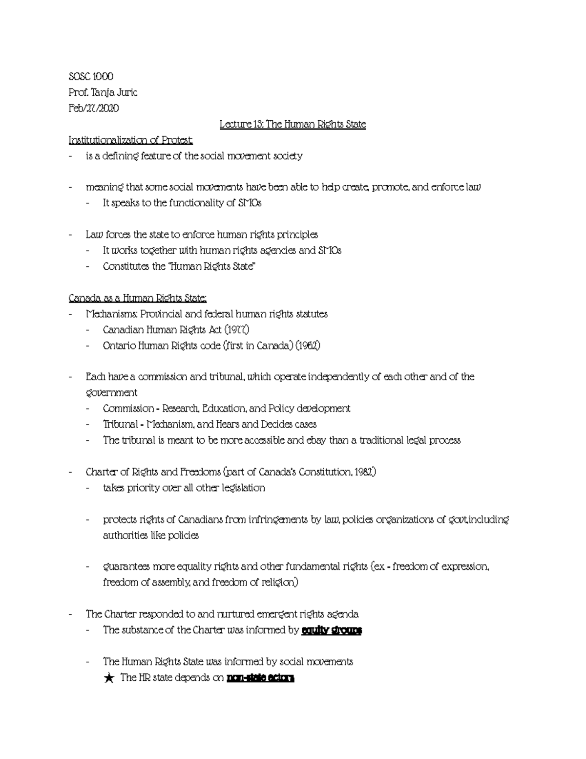 SOSC 1000 lecture 13 - Winter 2020 Professor Tanja Juric - SOSC 1000 Prof. Tanja Juric Feb/27 ...