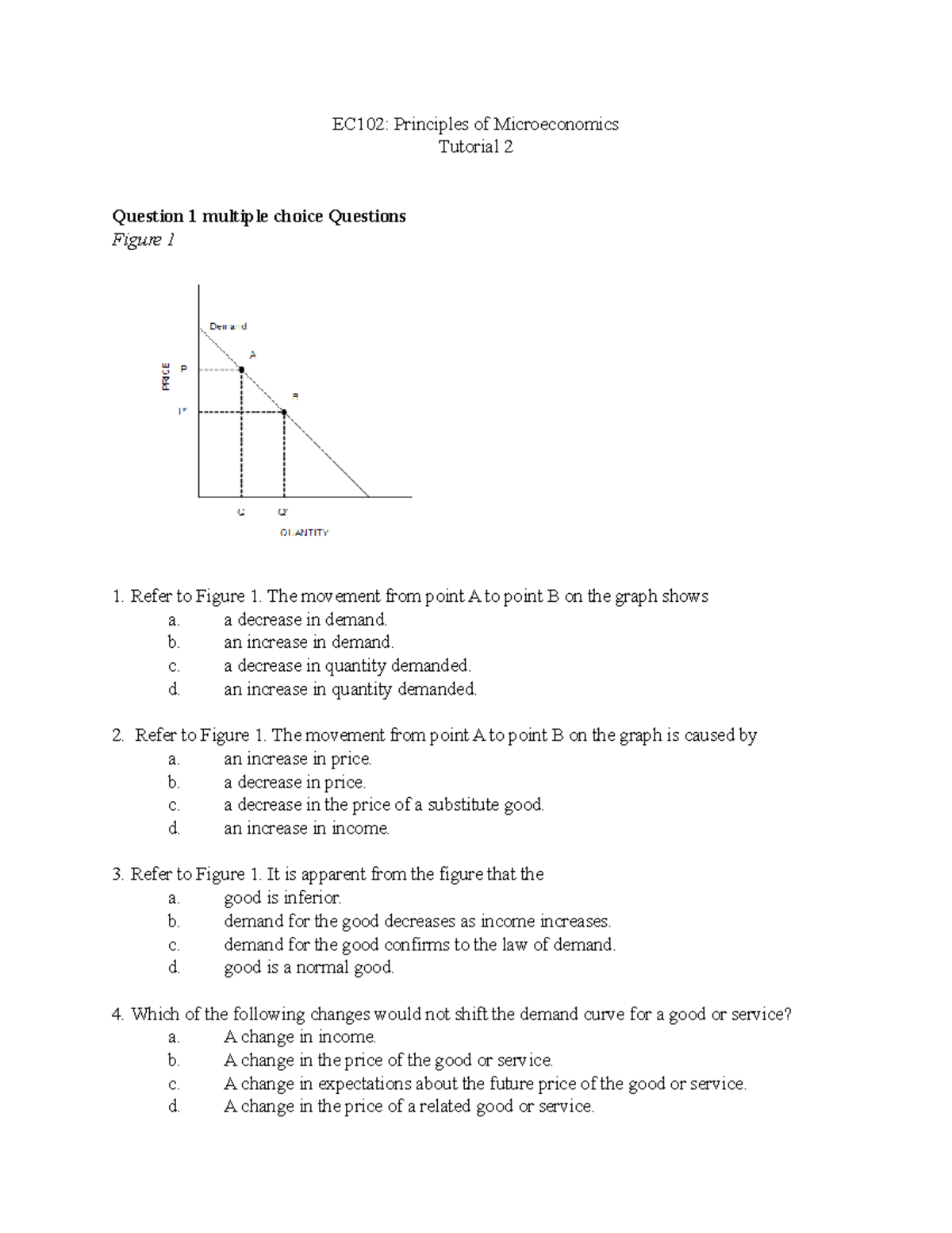 EC102 Tutorial 2 Questions - EC102: Principles of Microeconomics ...