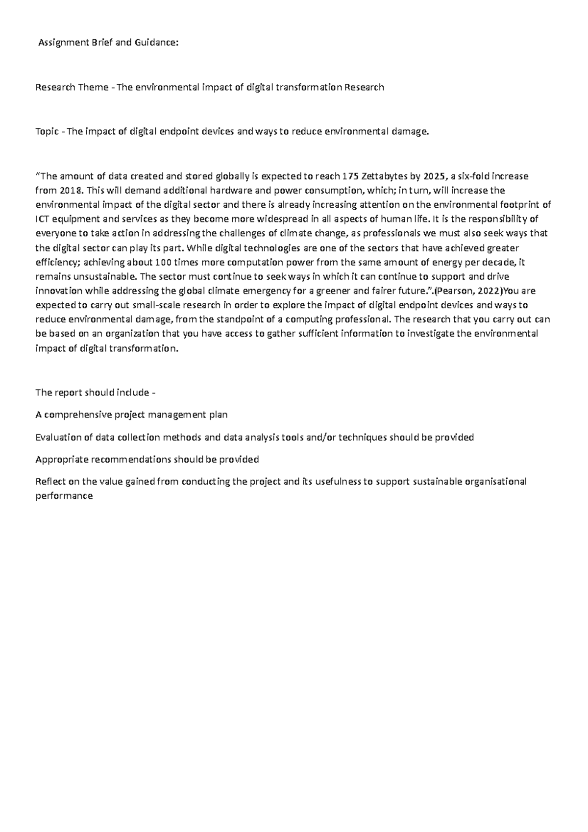 Notes for the project - Assignment Brief and Guidance: Research Theme ...