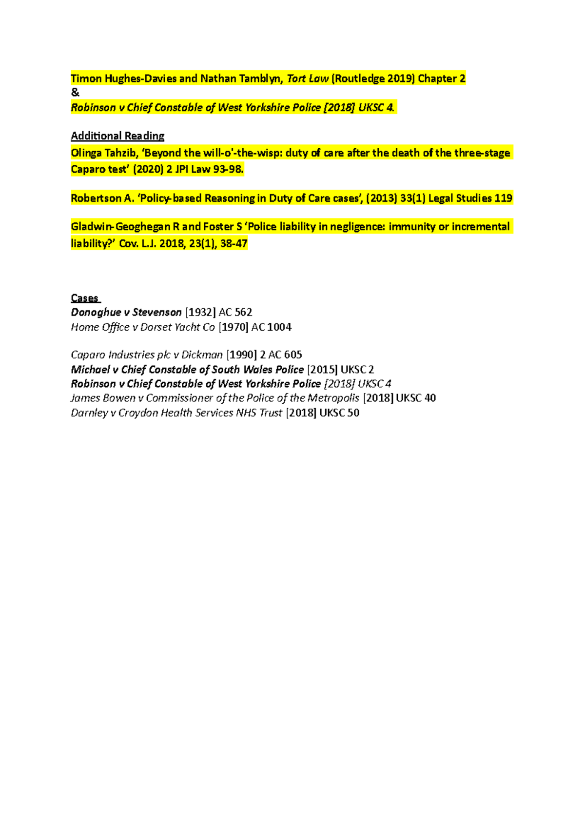 Duty of care seminar - Timon Hughes-Davies and Nathan Tamblyn, Tort Law ...