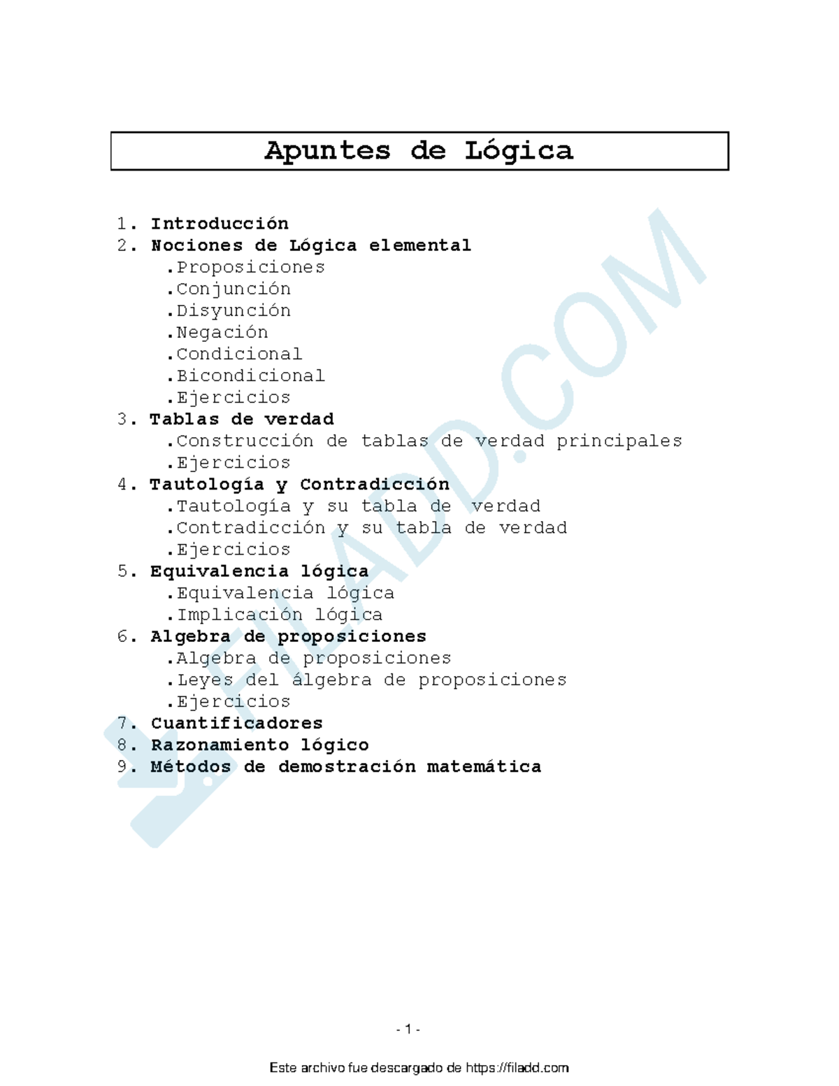Curso de Logica - Espanhol - 1 - Apuntes de Lógica 1. Introducción 2 ...