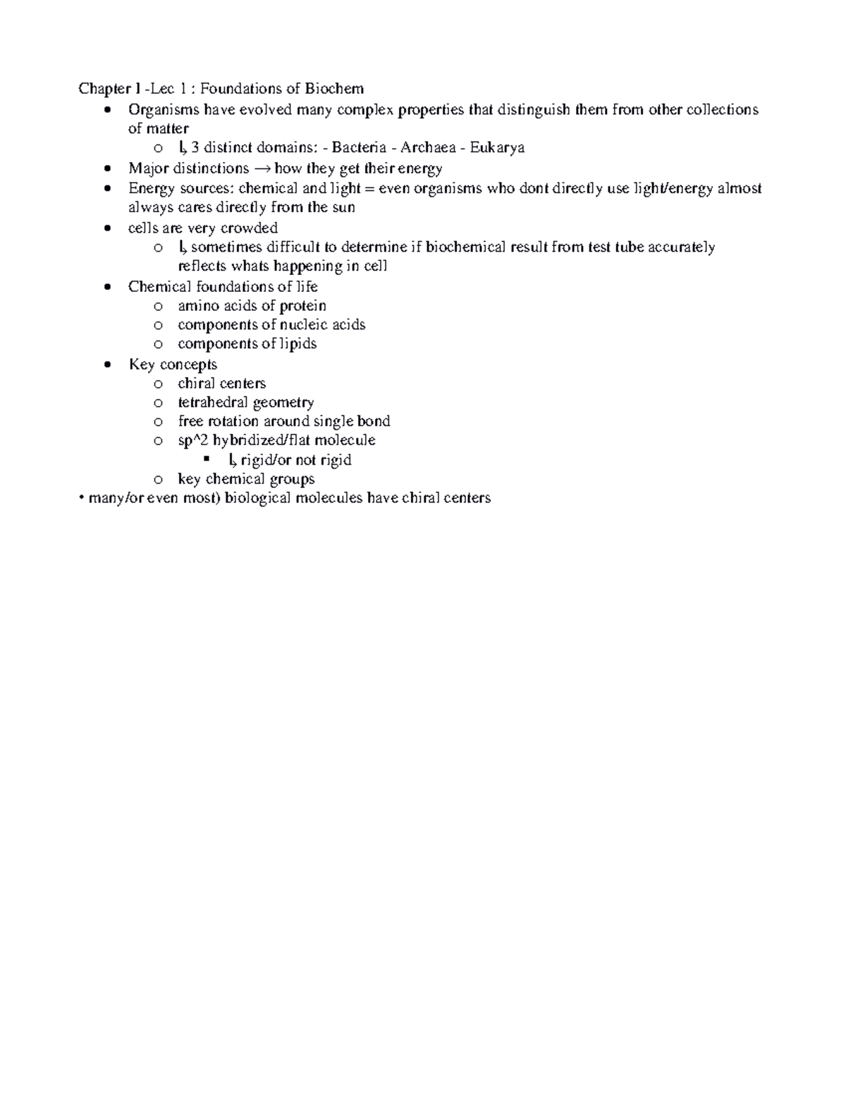 Chem 111-Chp 1. Lec 1 - Chemical foundations of life Review of intro ...