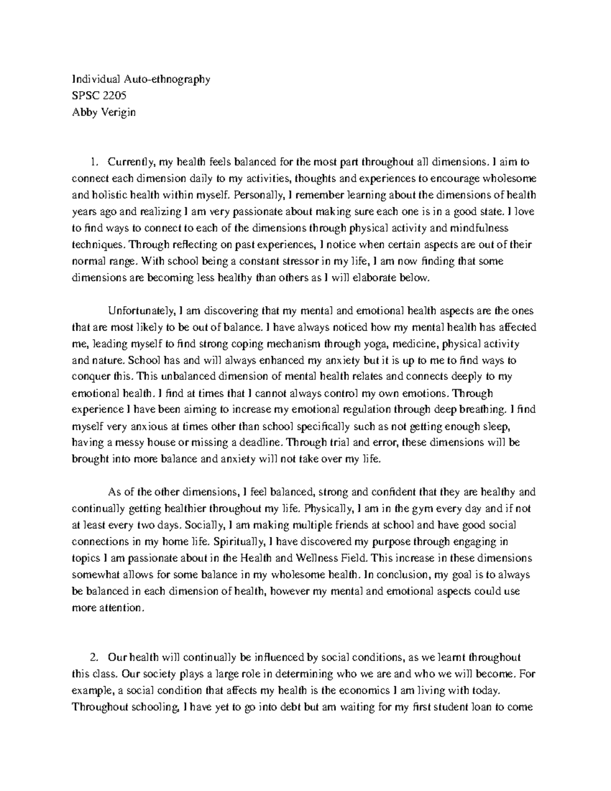 Auto-ethnography 2205(individual)ABBY - Individual Auto-ethnography ...