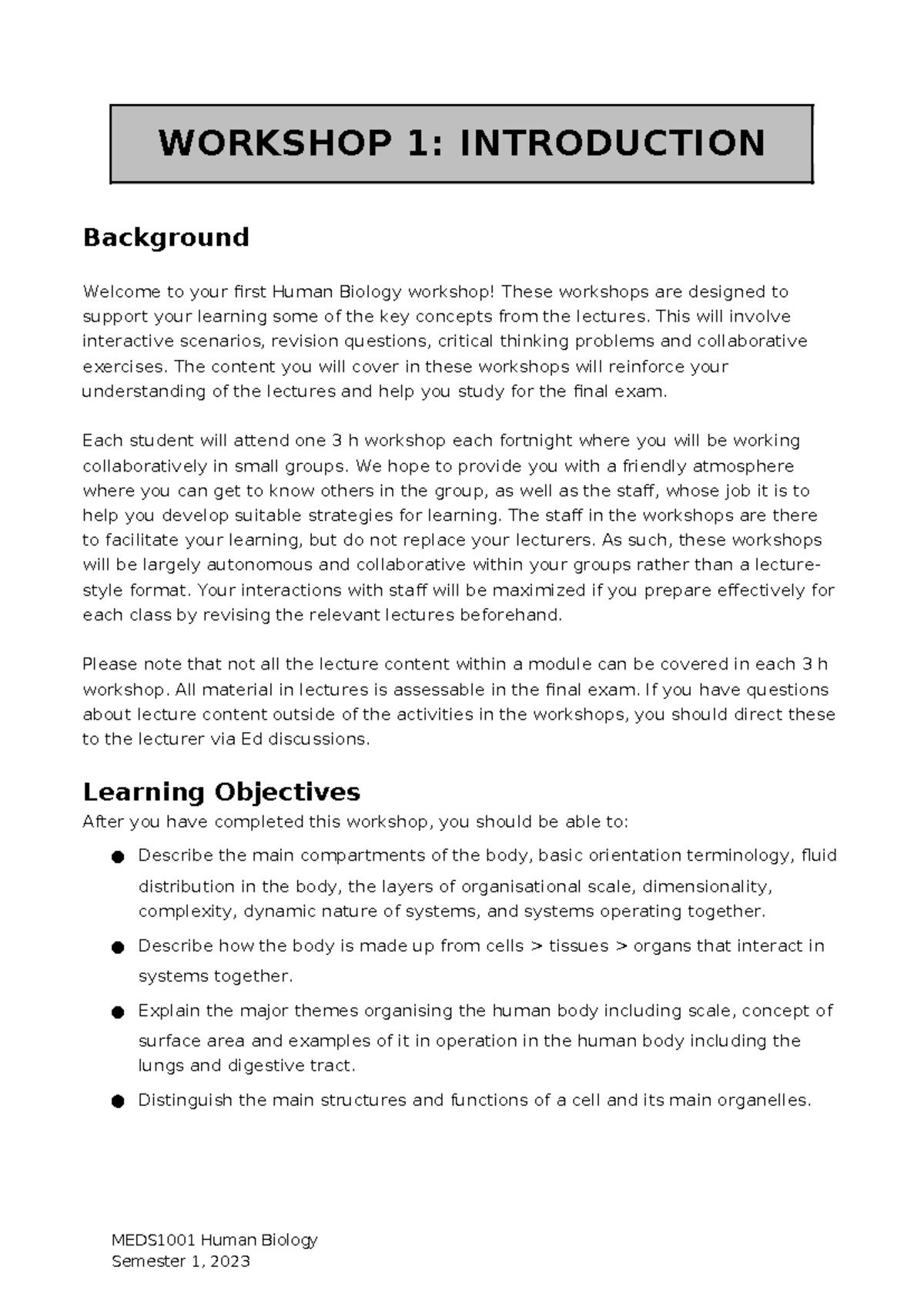 Worksheet 1 - final exam practice - WORKSHOP 1: INTRODUCTION Background ...