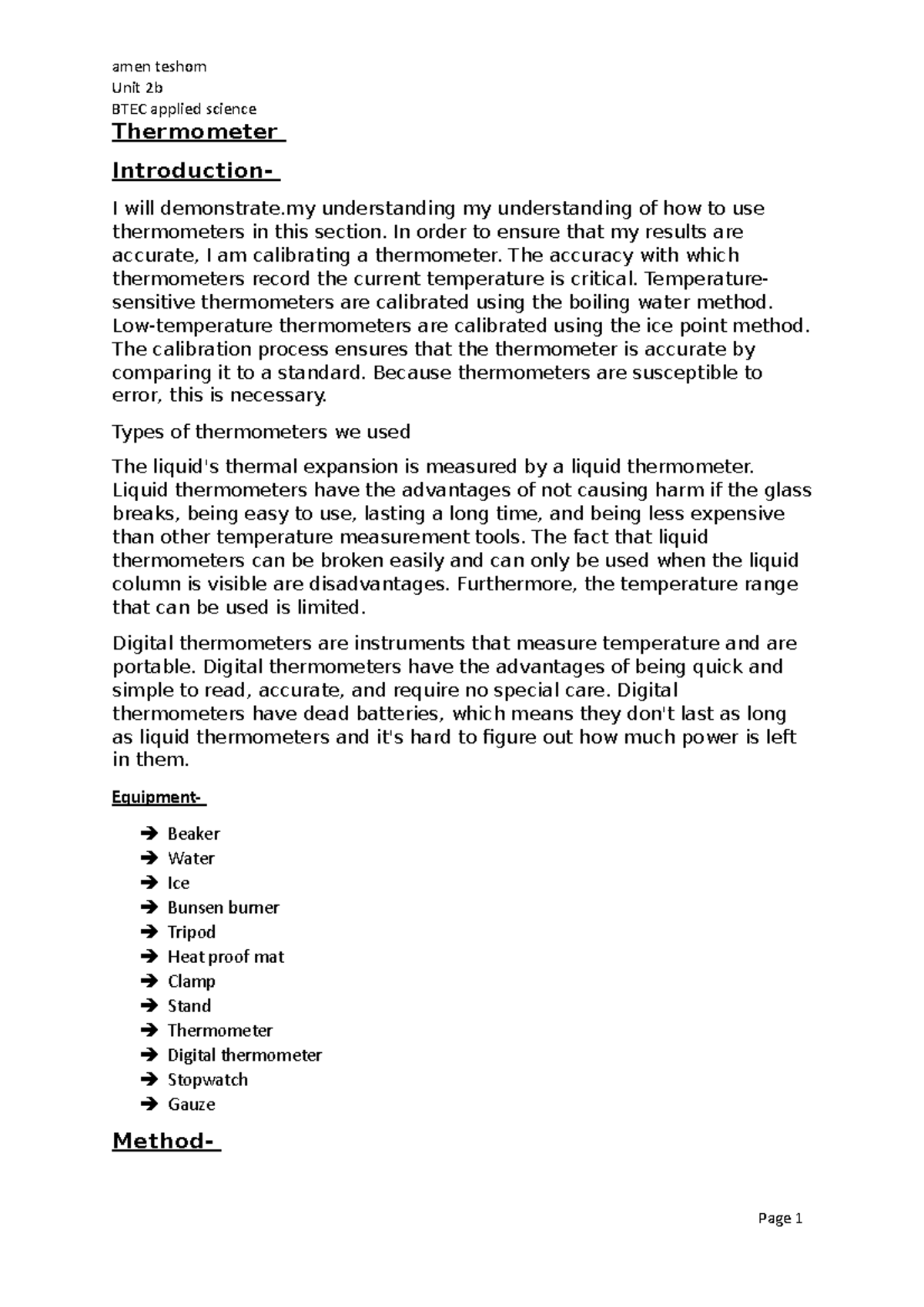 Actual corsework - applied science - Unit 2b BTEC applied science ...