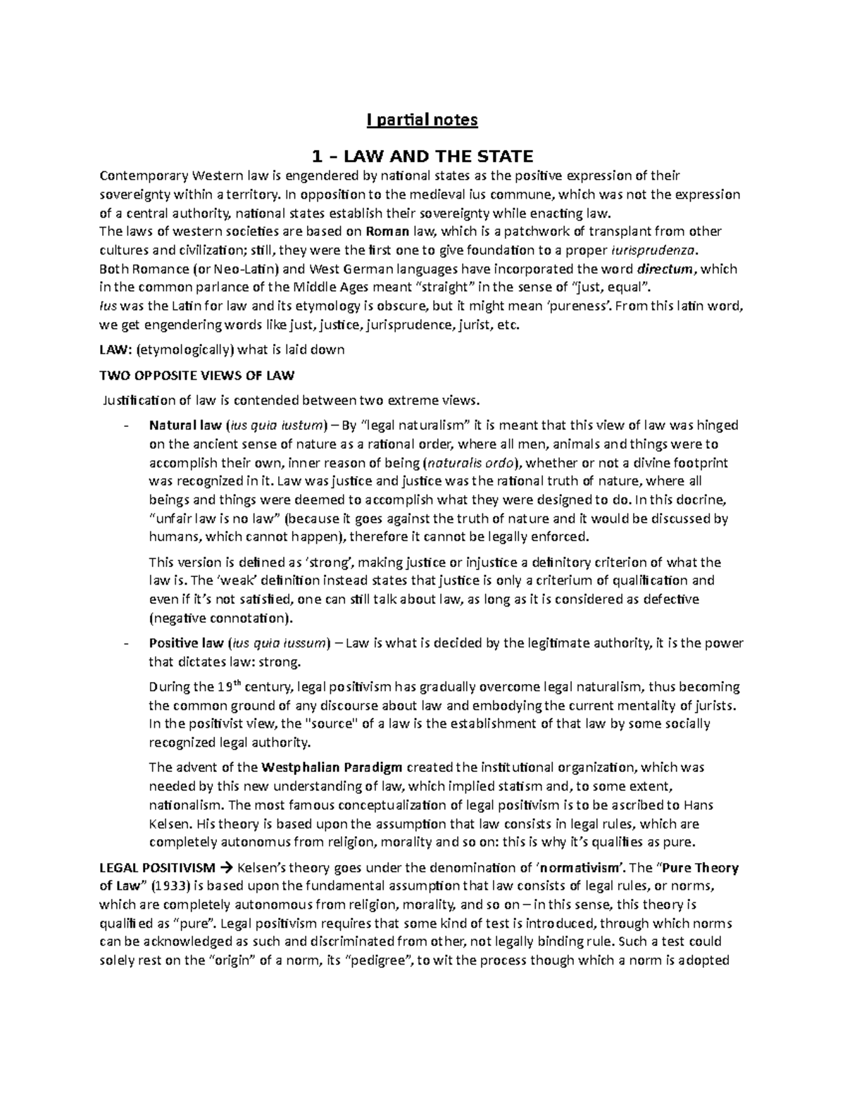 Notes legal system 1 BIEM - I partial notes 1 – LAW AND THE STATE ...