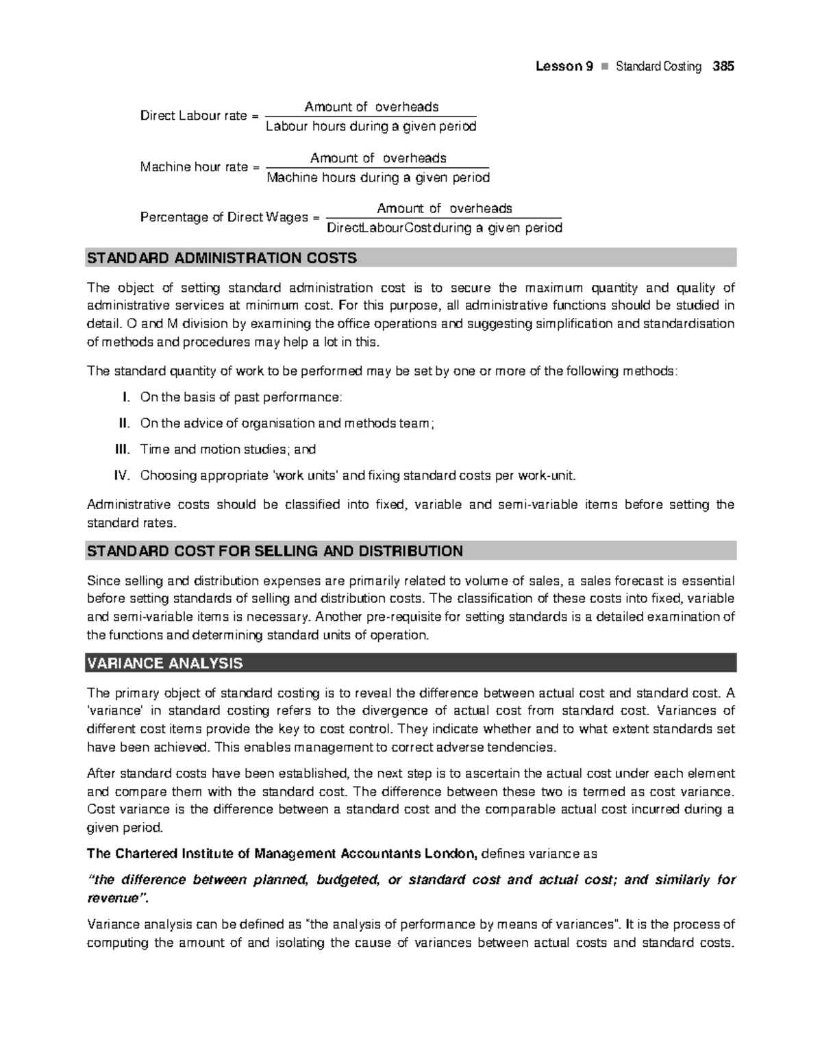 Cost Accounting- Standard Administration Costs - Lesson 9 Standard ...