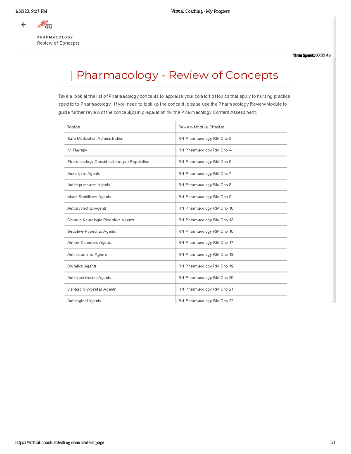 Pharmacology-review of concepts - 1/30/23, 9:27 PM Virtual Coaching ...