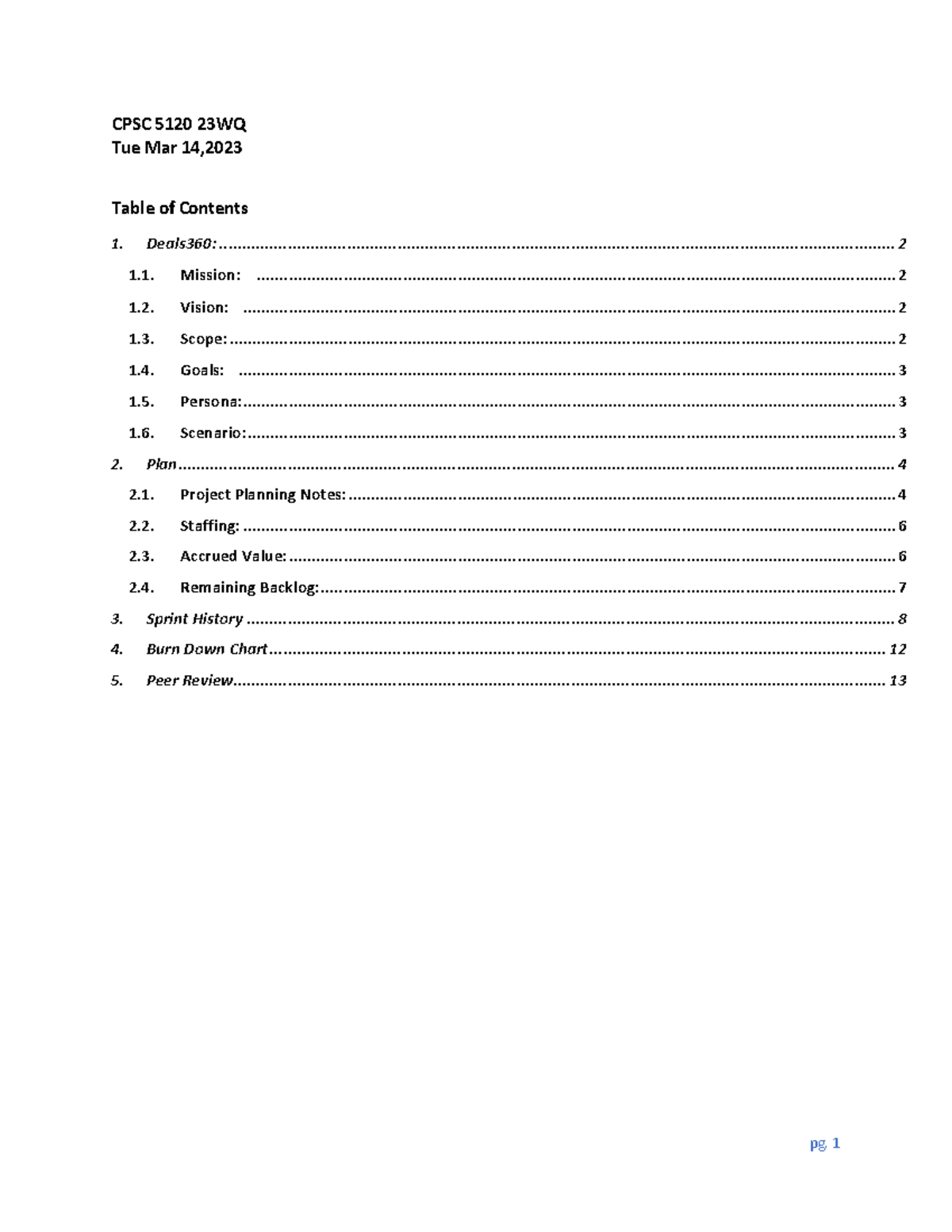Final 2 - assignment - CPSC 5120 23WQ Tue Mar 14, Deals360: Table of ...