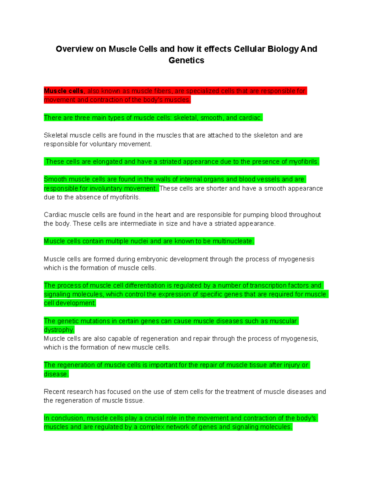 overview on Muscle Cells - There are three main types of muscle cells ...