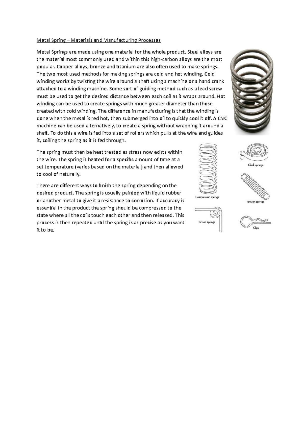 Metal Spring Manufacturing Process - Metal Spring Materials and ...