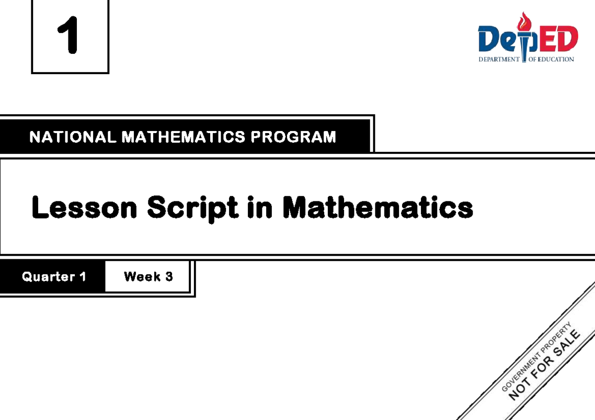 CO-2024-LS-G1-NMP Q1 W3-1 - 1 Quarter 1 Week 3 NATIONAL MATHEMATICS ...