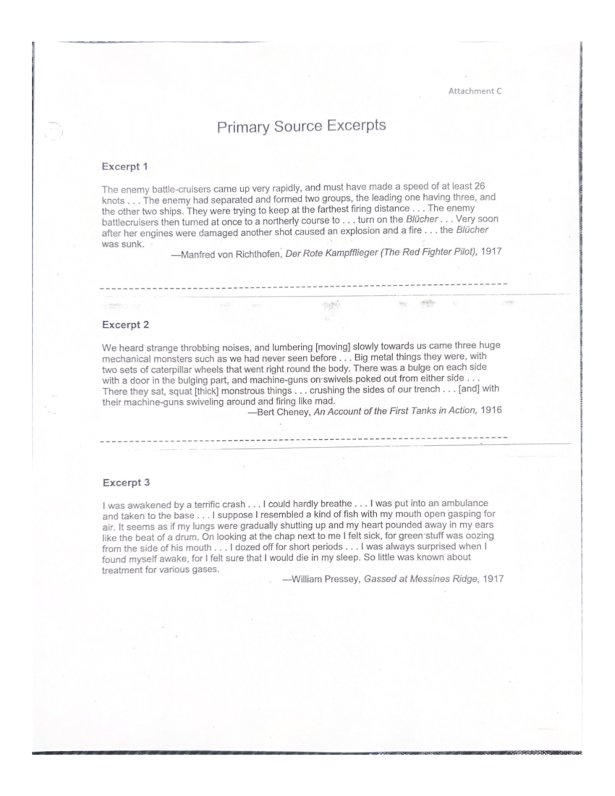 WW1 Weapons Primary Sources - Studocu