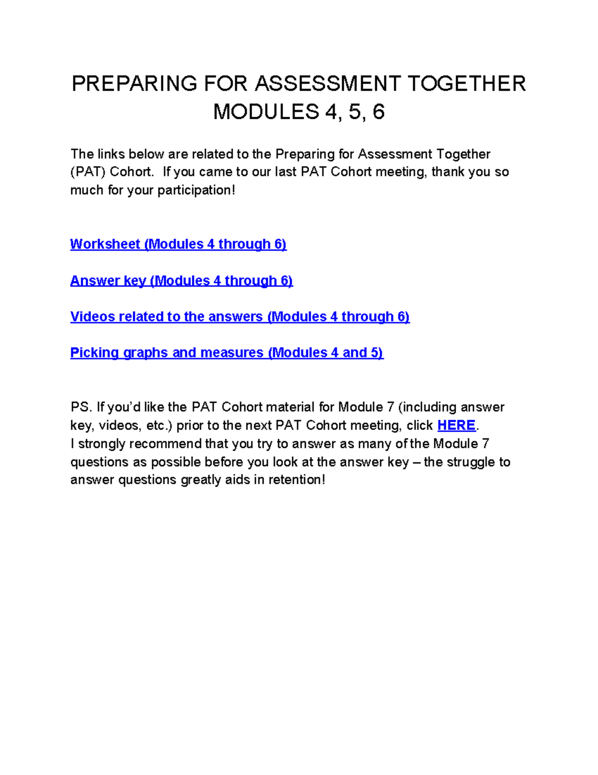 Preparing for Assessment Together (Mods 4 thru 6, v2) - PREPARING FOR ...