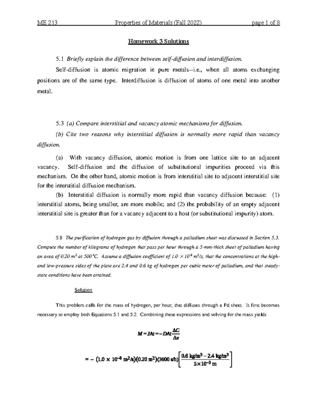 Hw3soln F22 - Homework solutions from week 3 - Homework 3 Solutions 5 ...