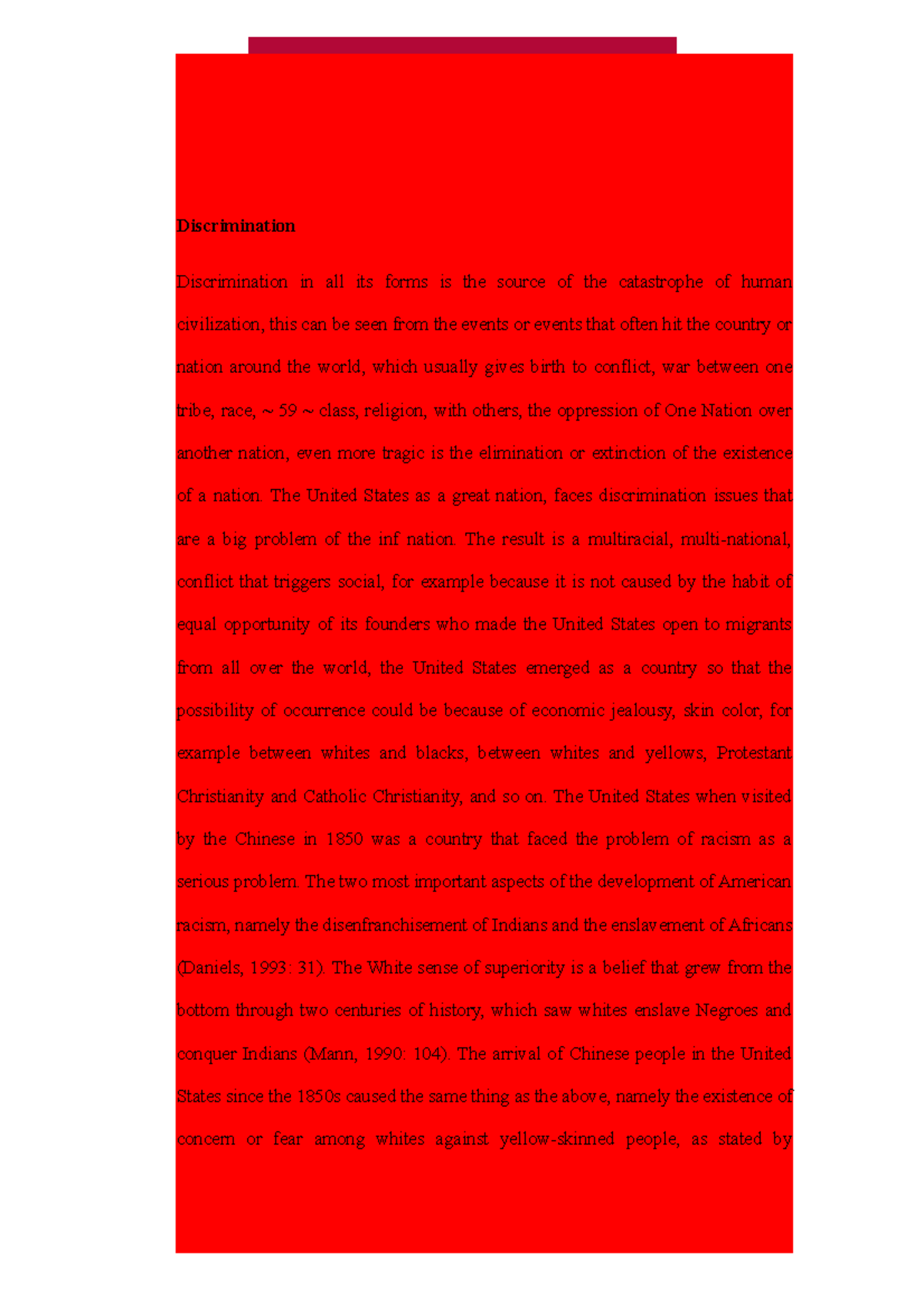 Study History - Discrimination - Discrimination Discrimination in all ...