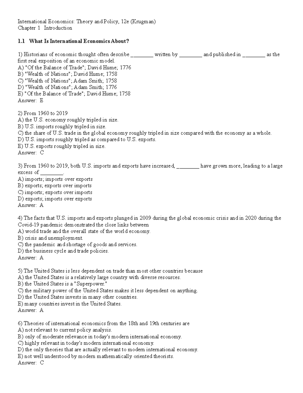 International Economics chap1 - International Economics: Theory and ...