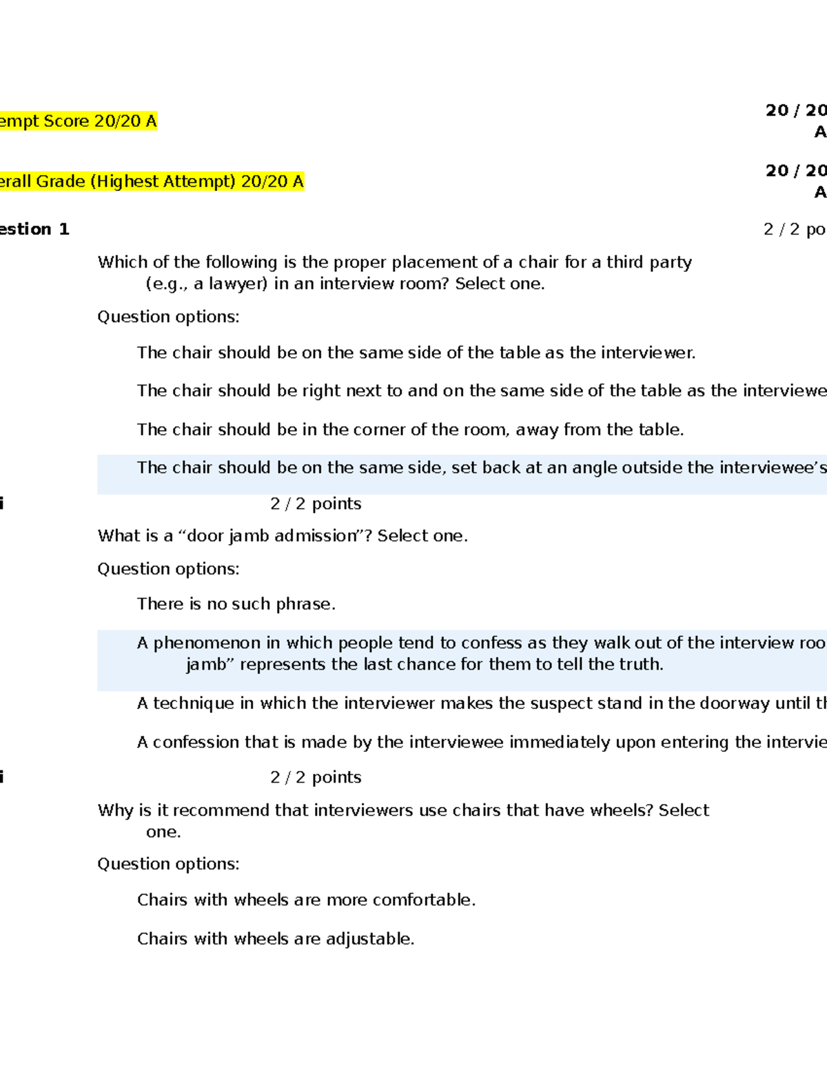 CJ-140 Module Seven Check Your Knowledge Quiz Graded - 20 / 20 A 20 / ...