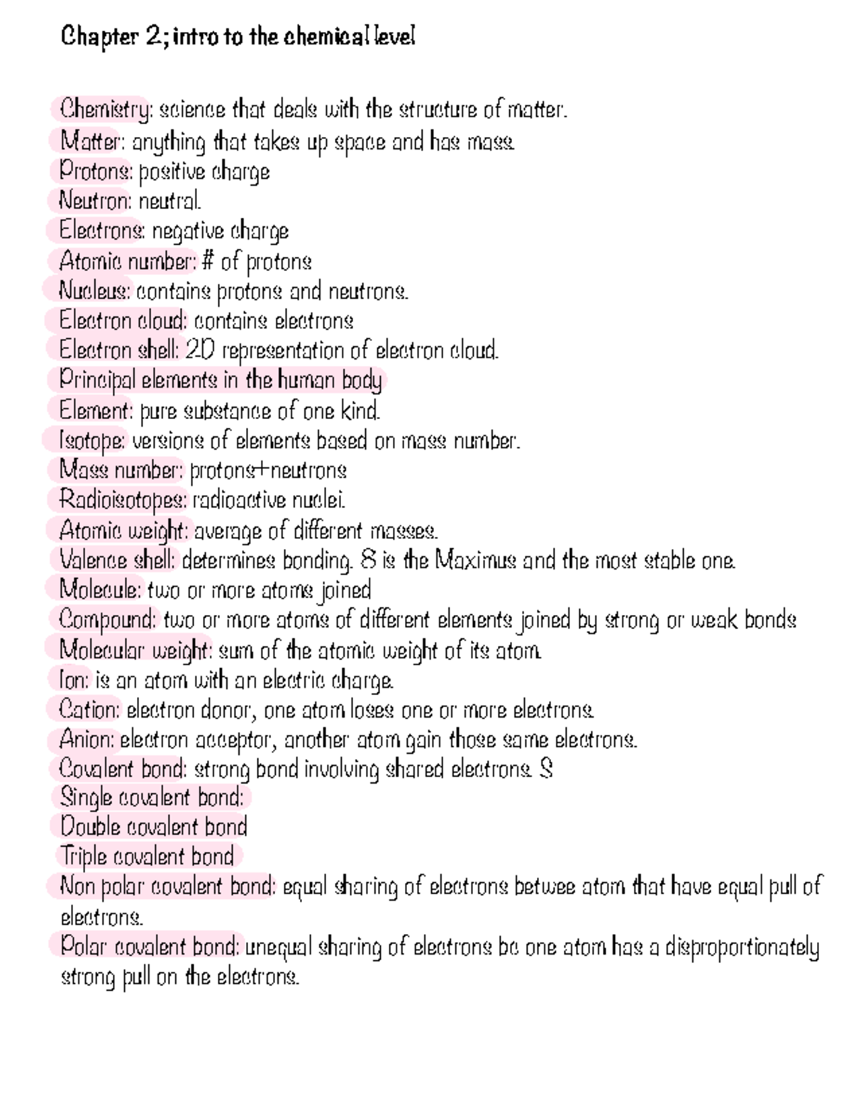 Chapter 2 Notes - Chemistry: science that deals with the structure of ...