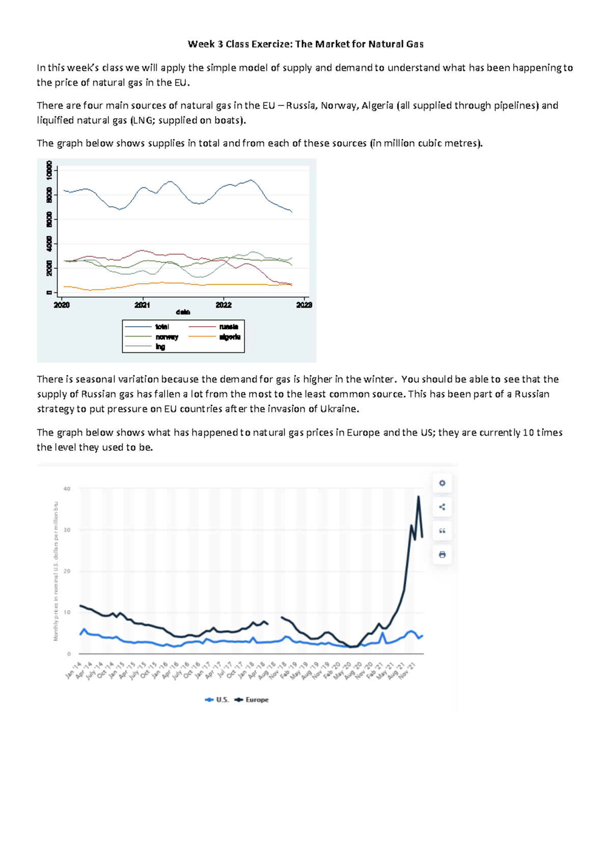 Week 3 Class Answers - Week 3 Class Exercize: The Market for Natural ...