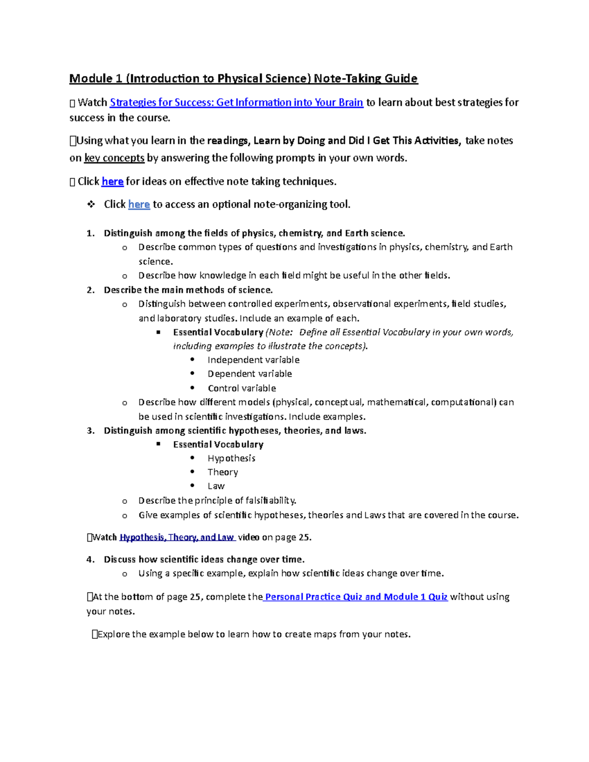 Module 1 (introduction to physical science) note-taking guide - Module ...