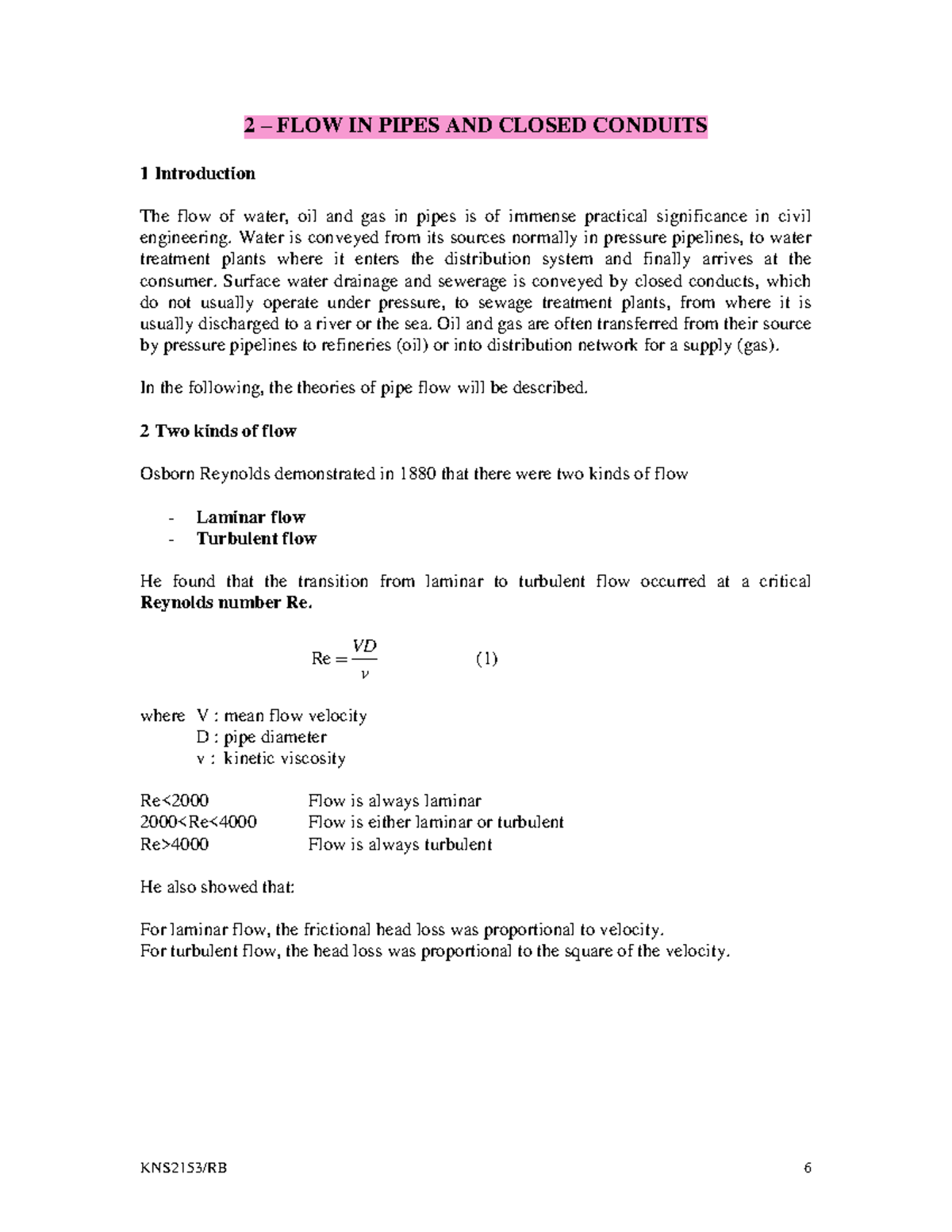 2 - Flow in pipes and closed conduits - Civil Engineering - UNIMAS ...
