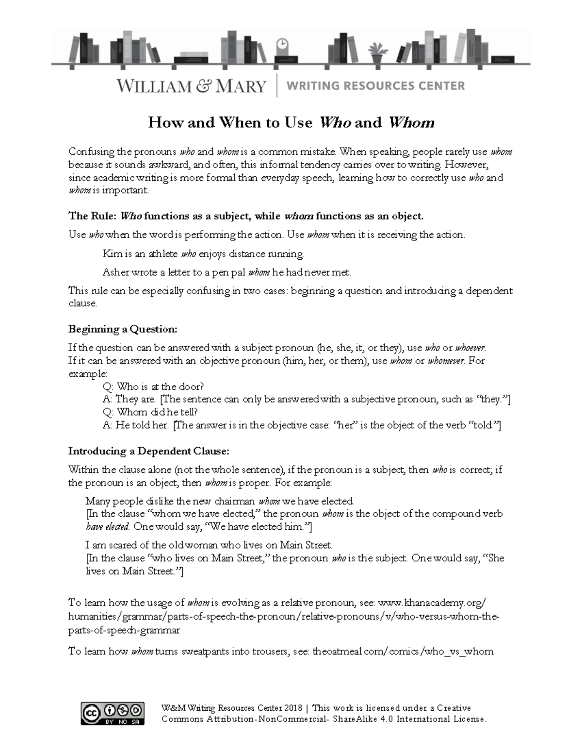 Who-vs-whom - W&M Writing Resources Center 2018 | This work is licensed ...
