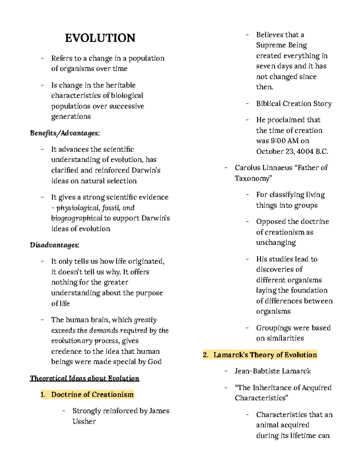 Evolution - Refers to a change in a population of organisms over time ...