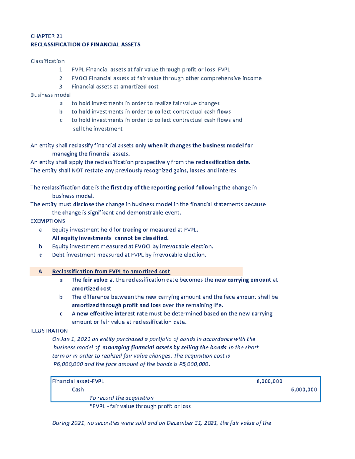 Ch21 reclassification fvoci fvpl - Basic Accounting - Studocu