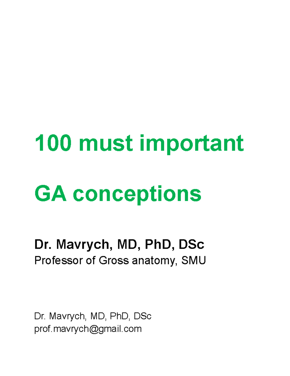Anatomy Shelf Notes copy - 100 must important GA conceptions Dr ...