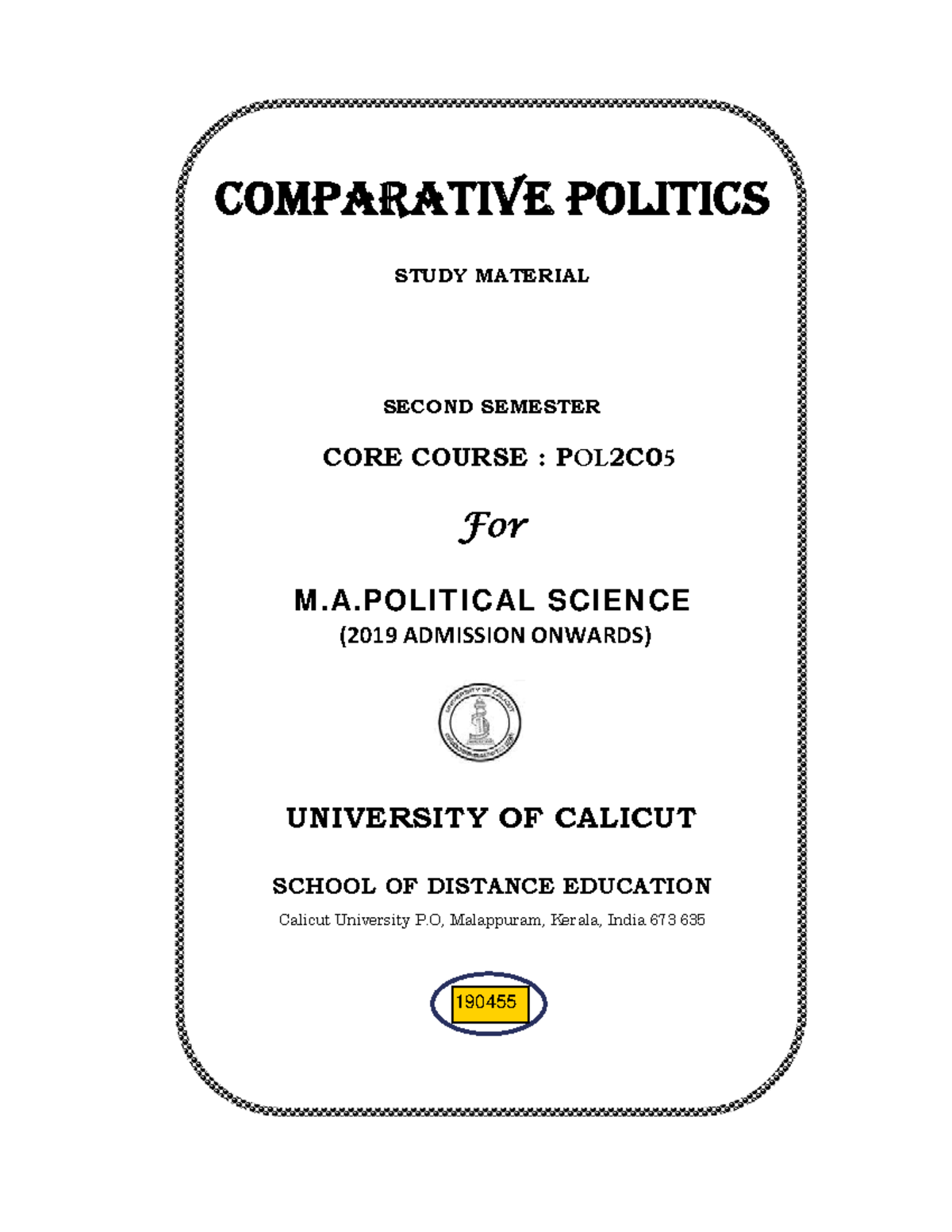 POL2C05 - Comparative Politics compressed 0 - COMPARATIVE POLITICS ...