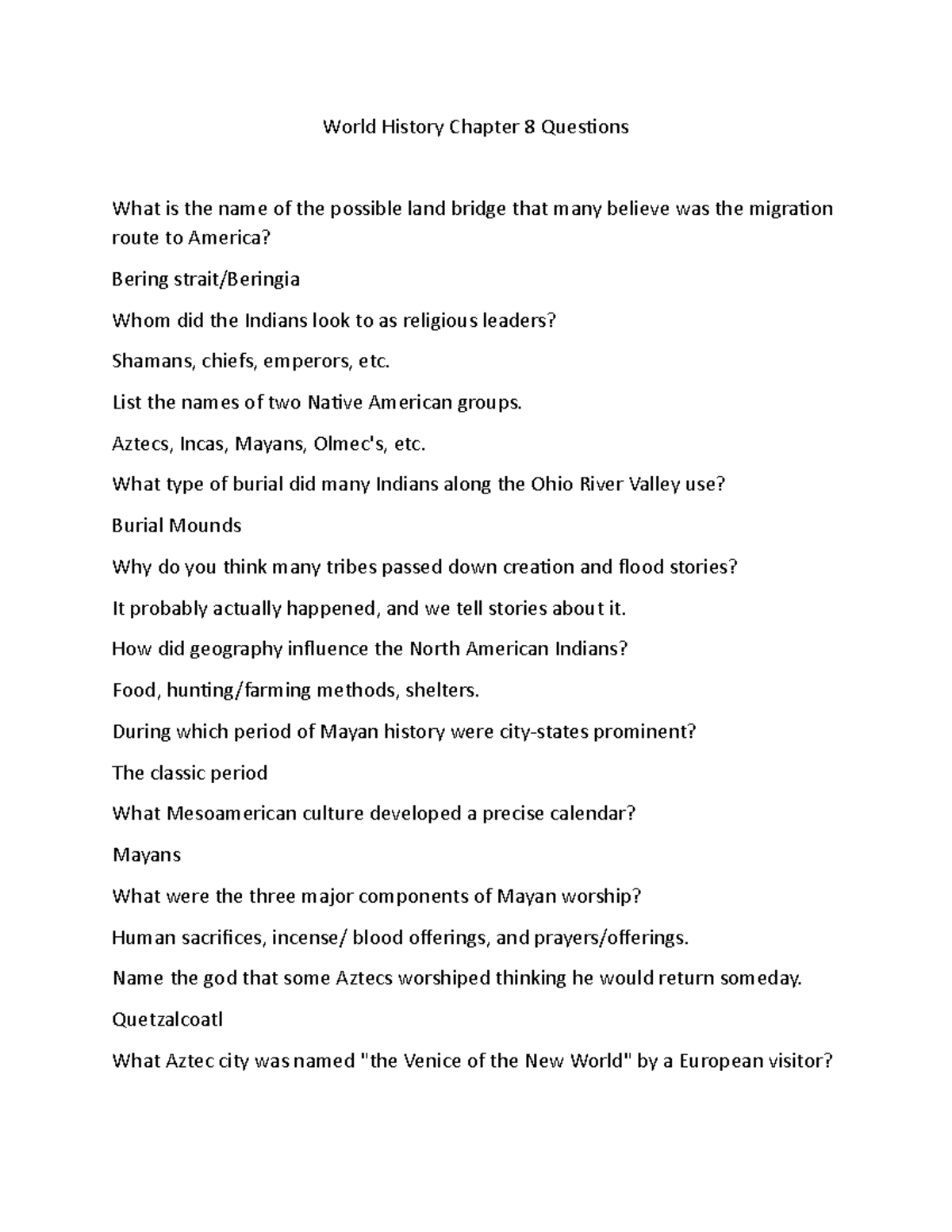 World History Chapter 8 Questions - World History Chapter 8 Questions ...