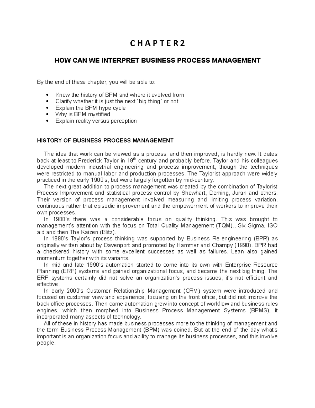 C H A P T E R 2 BPM - Learning Materials - C H A P T E R 2 HOW CAN WE ...