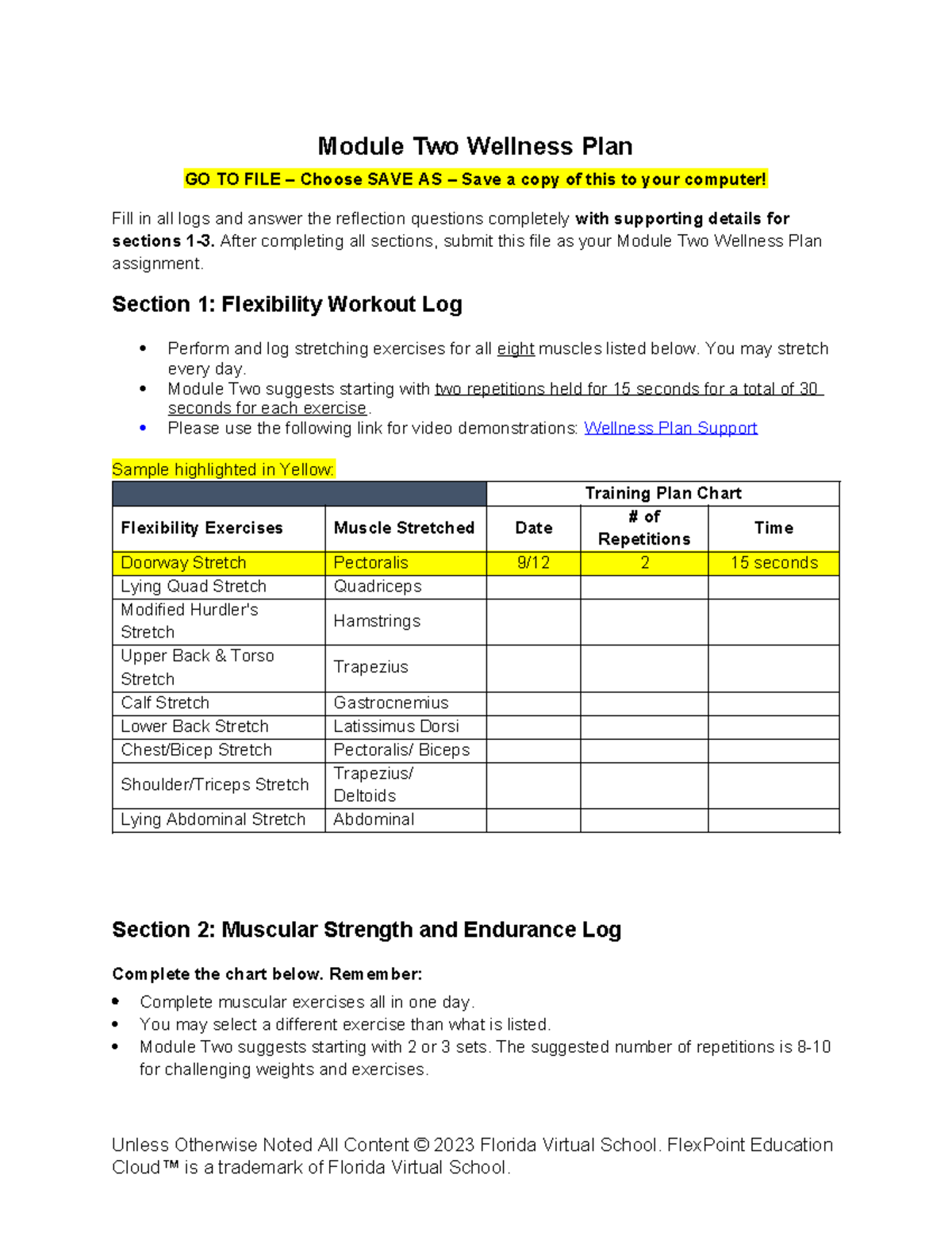 Module two wellness plan - Module Two Wellness Plan GO TO FILE – Choose ...