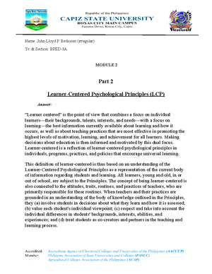 ED-105- Module # 1 - ED 105 FACILITATING LEARNER- CENTERED LEARNING ...