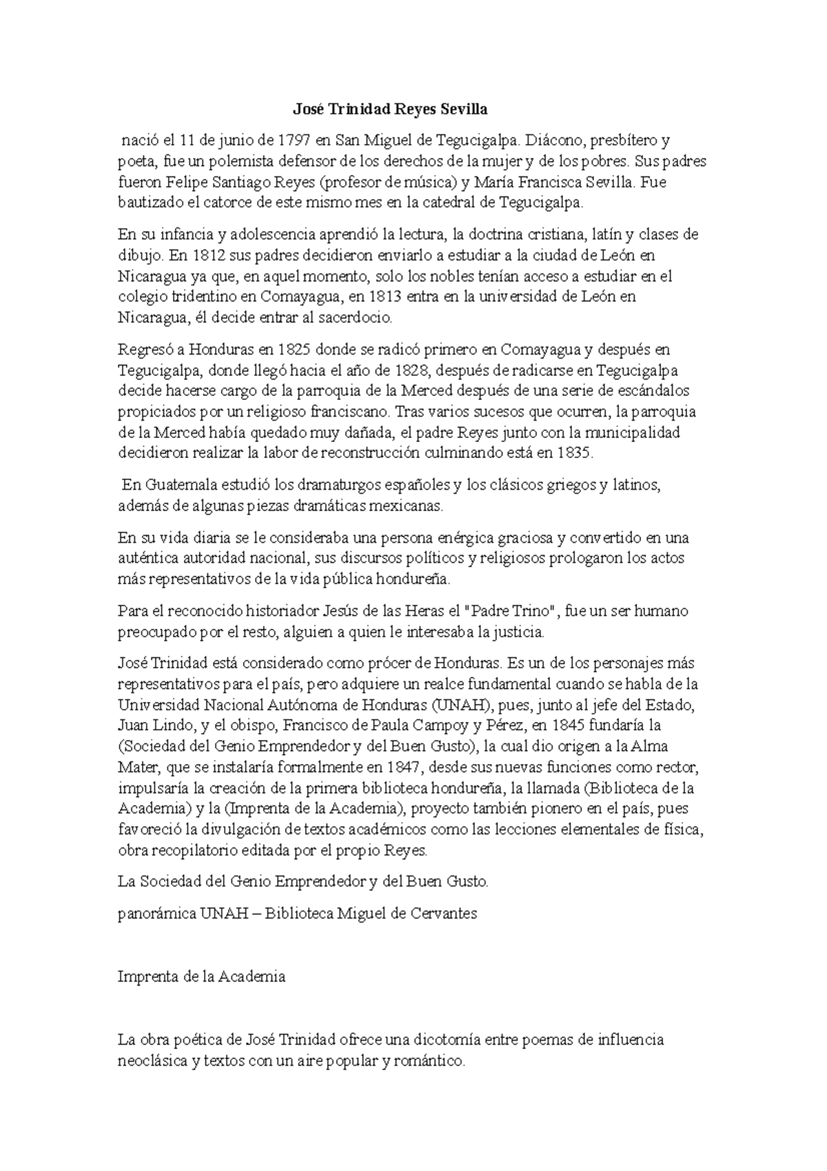José Trinidad Reyes Sevilla - José Trinidad Reyes Sevilla nació el 11 ...