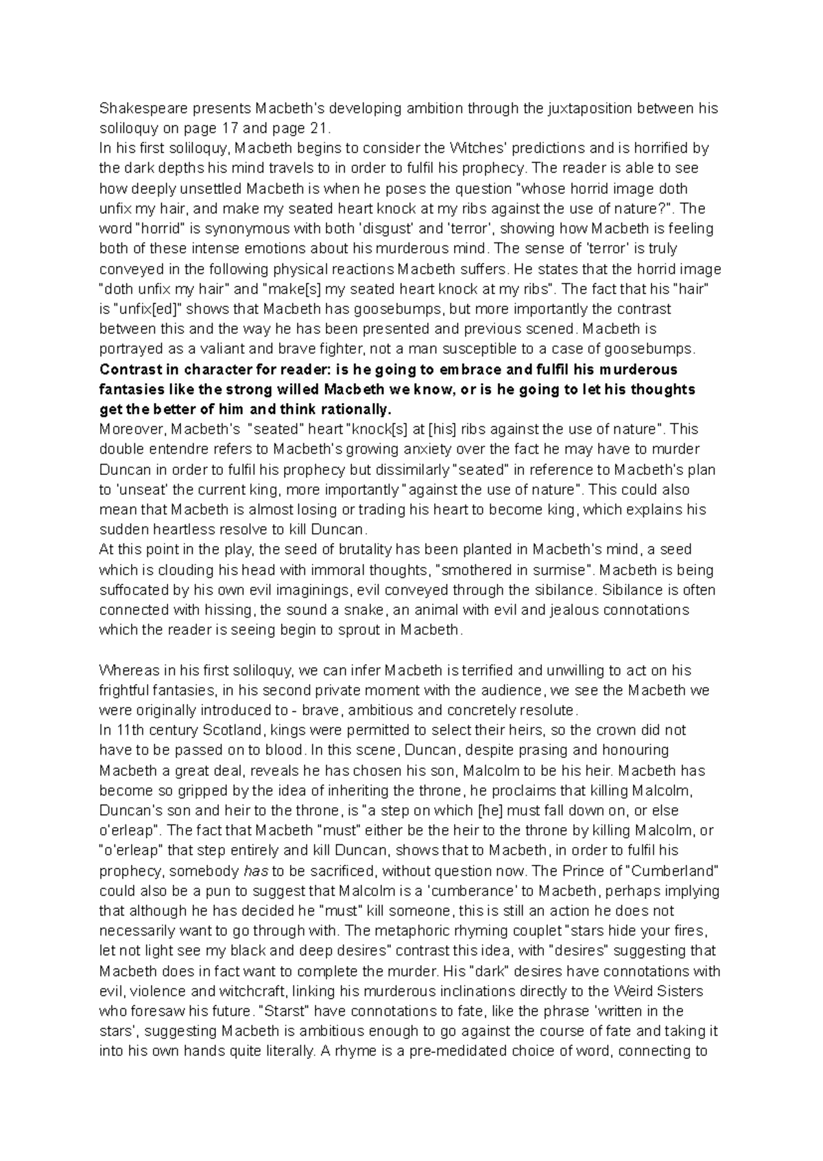 Macbeth Ambition - Shakespeare presents Macbeth’s developing ambition ...