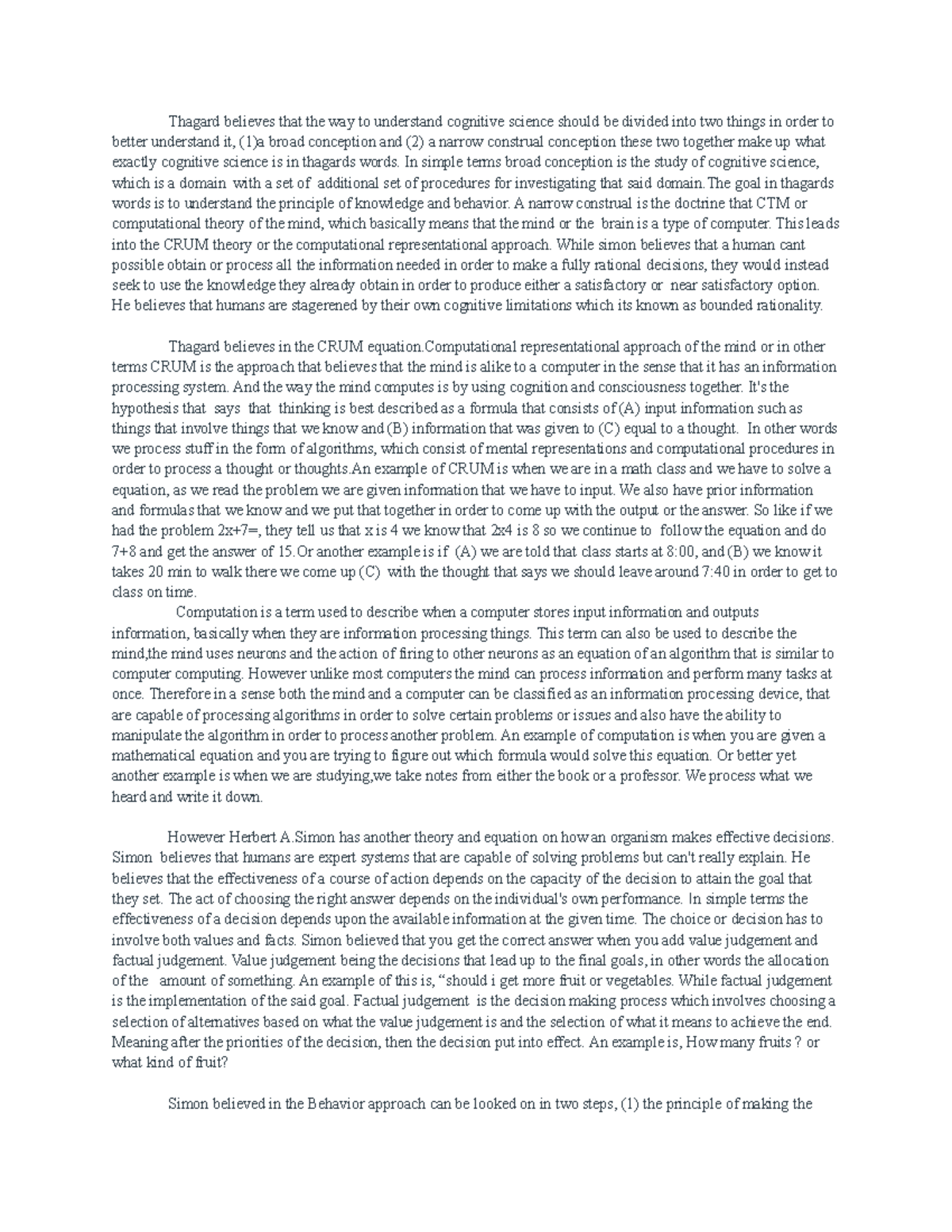 Final paper - Topics Compare Thagard’s explanatory claim about ...