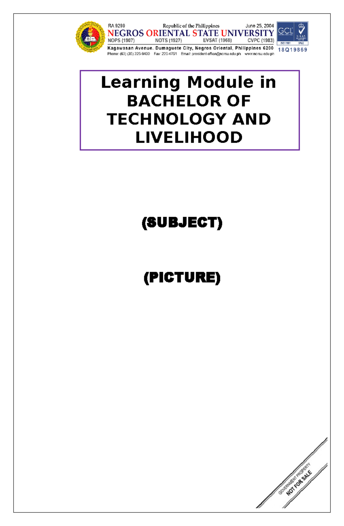 Module- Template - none - Education - (SUBJECT) (PICTURE) Learning ...