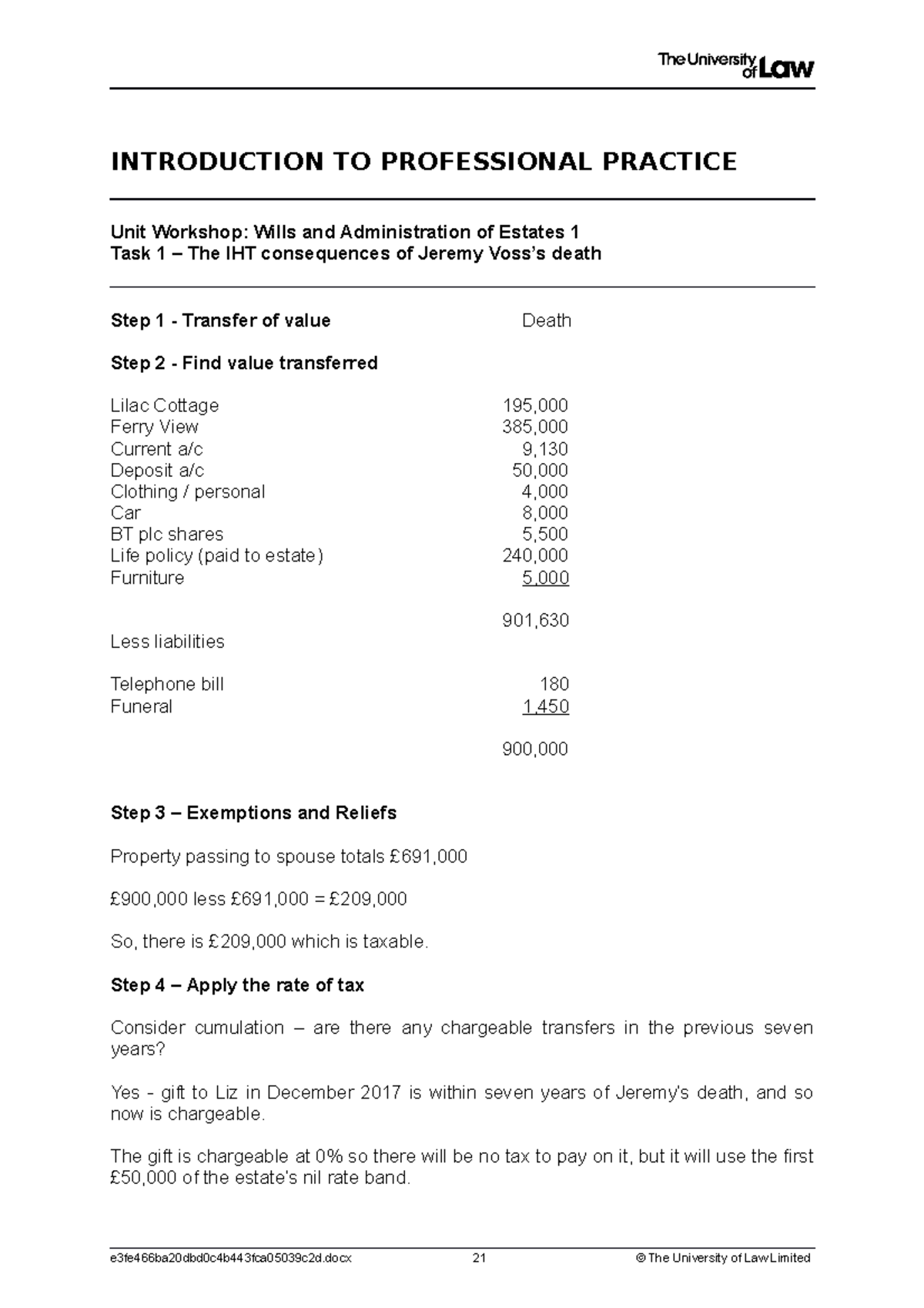 2223 ipp ws wills 01 ce02 task exemplar - INTRODUCTION TO PROFESSIONAL PRACTICE Unit Workshop ...