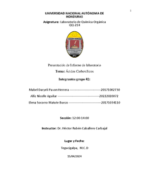 Informe laboratorio Alcanos - Practica # 4 Alcanos Ivette N. Bonilla 20231930032 Brayan A ...