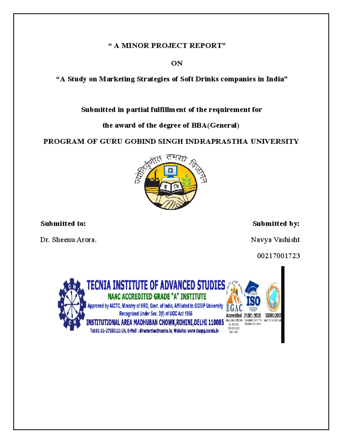 bba project on something - “ A MINOR PROJECT REPORT” ON “A Study on ...