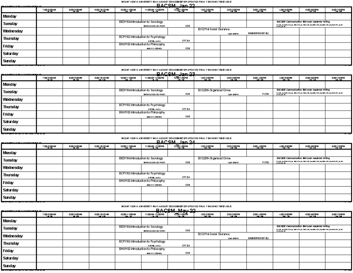 MAIN Campus Updated Final MAY- August 2024 Teaching Timetable - MOUNT ...