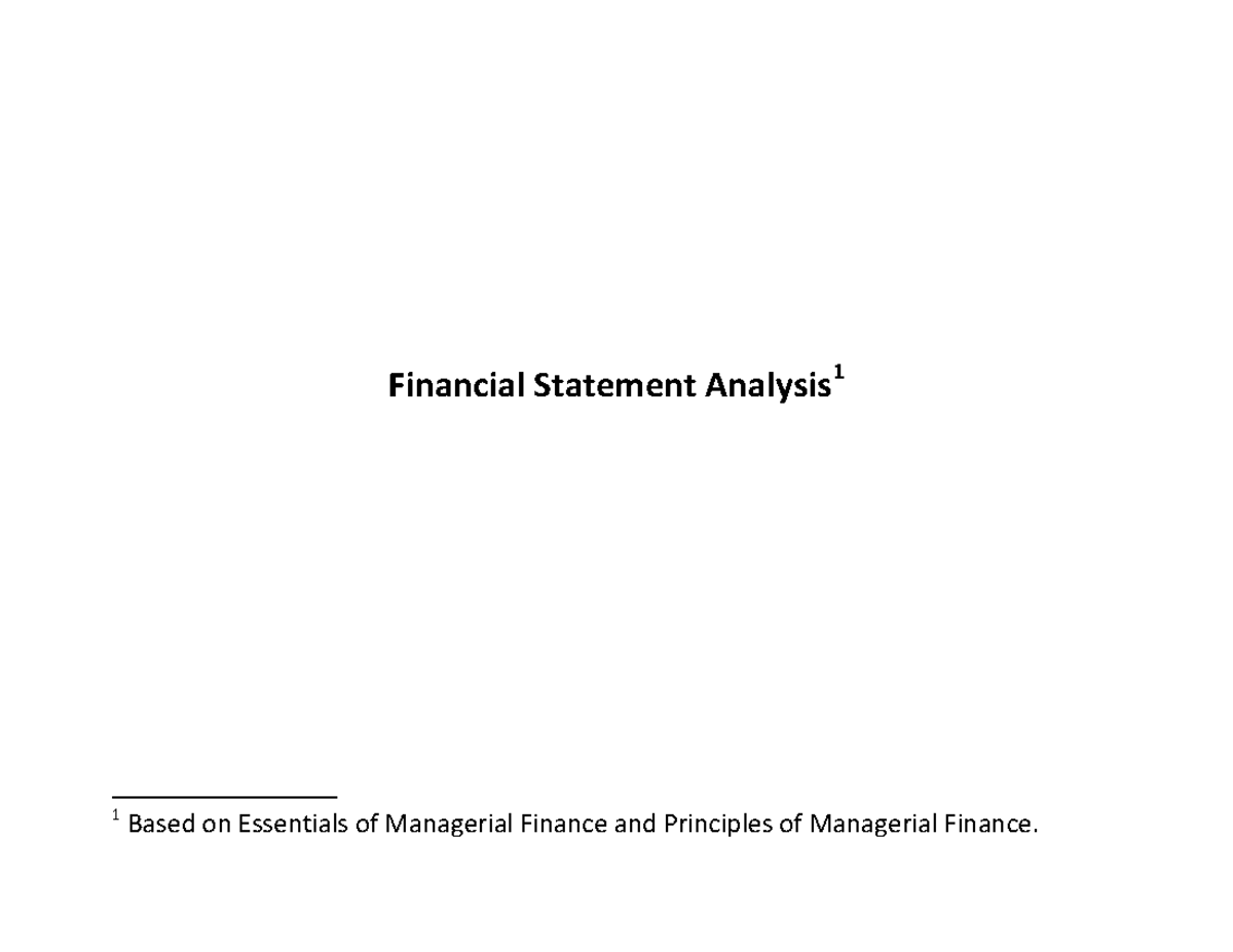Lecture 2 - information - Financial Statement Analysis 1 1 Based on ...